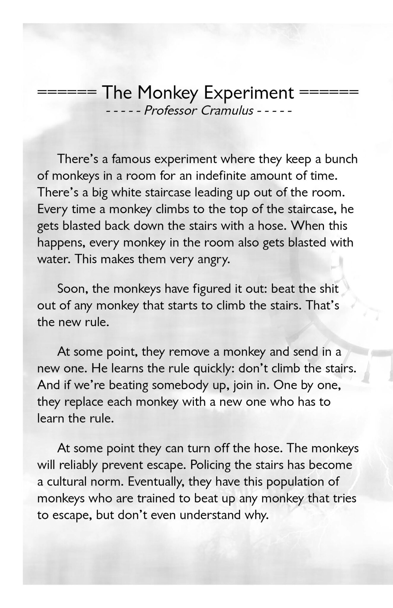 The Monkey Experiment – Q.G. Pennyworth